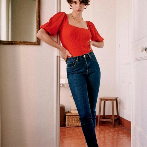 Sezane | Tops | Nwt Sezane Alessia Knit Red | Poshmark